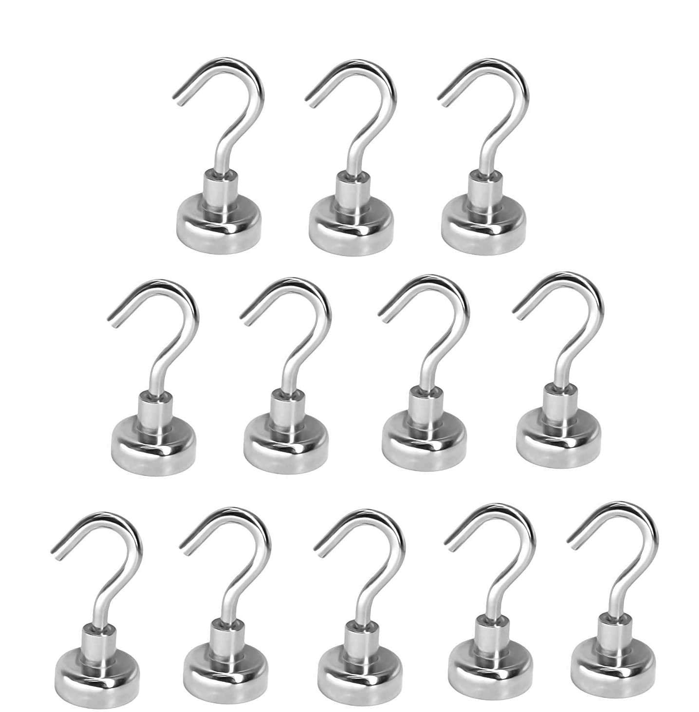 12 pieces magnetic hooks 9 kg of force, 16 mm magnets magnetic for doo
